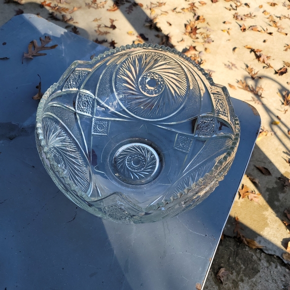 None | Dining | Vintage Le Smith Cut Glass Pinwheel Stars Punch Bowl ...